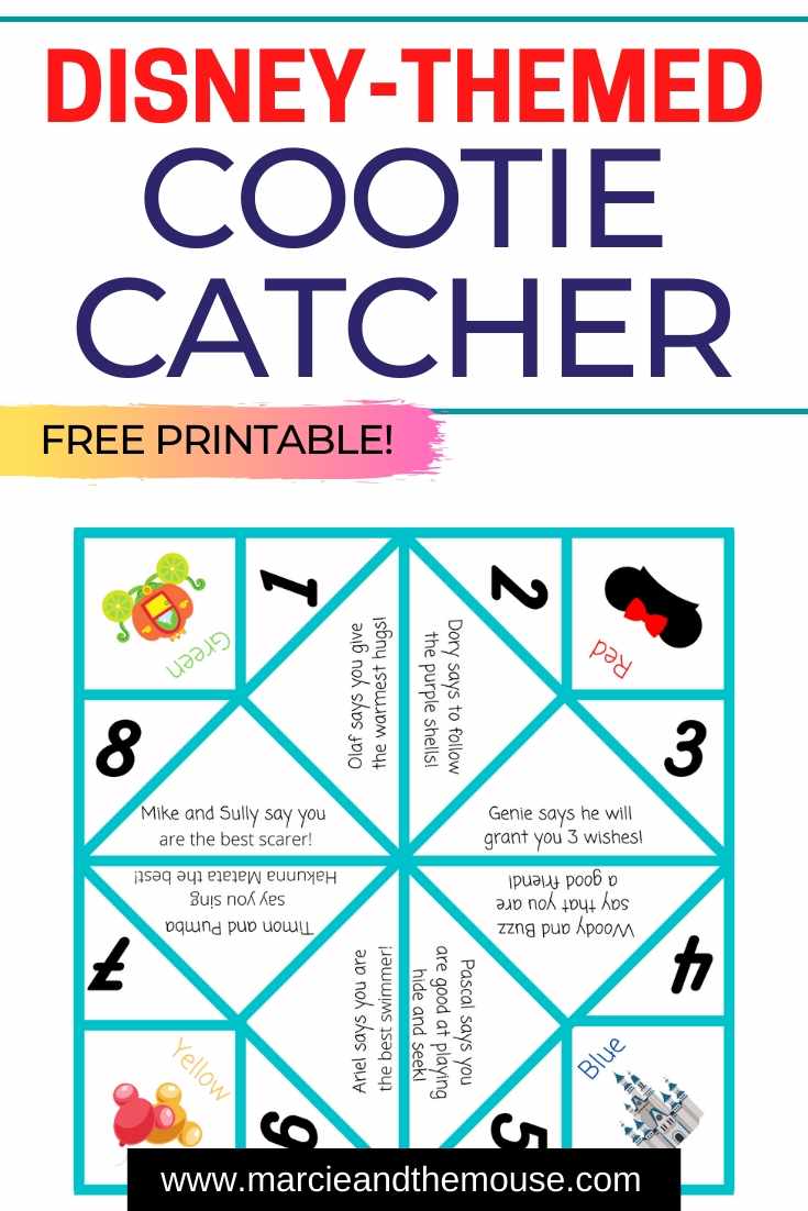 Disney Cootie Catcher FREE Printable - Marcie in Mommyland